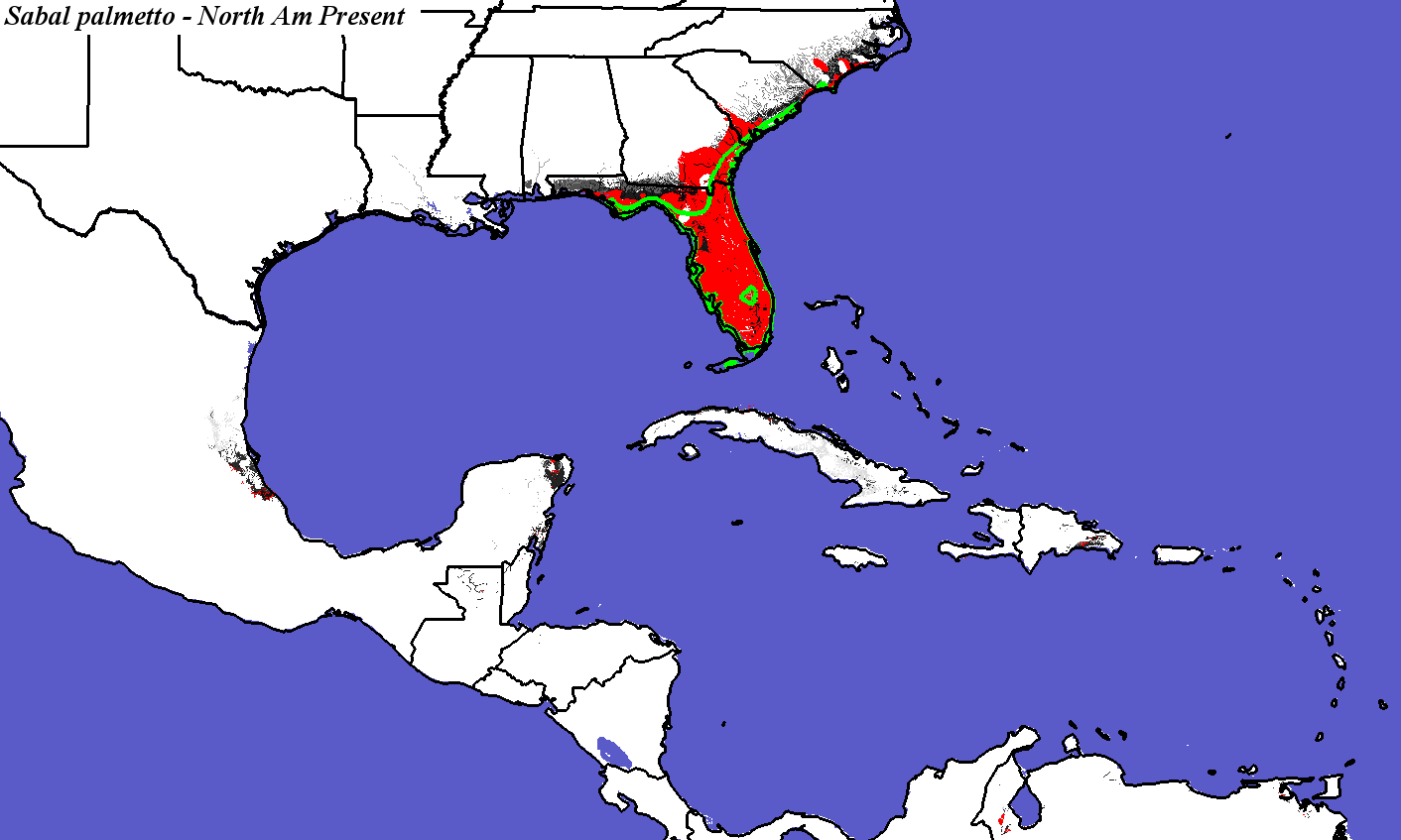 Home Range Shifts for Sabal_palmetto Predicted Under Climatic Change