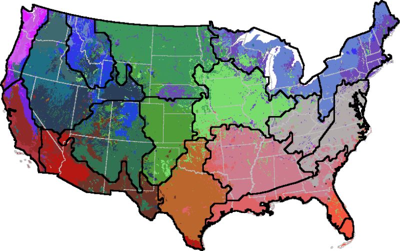 NEON Domain Borders Over Original 25 Cluster Map
